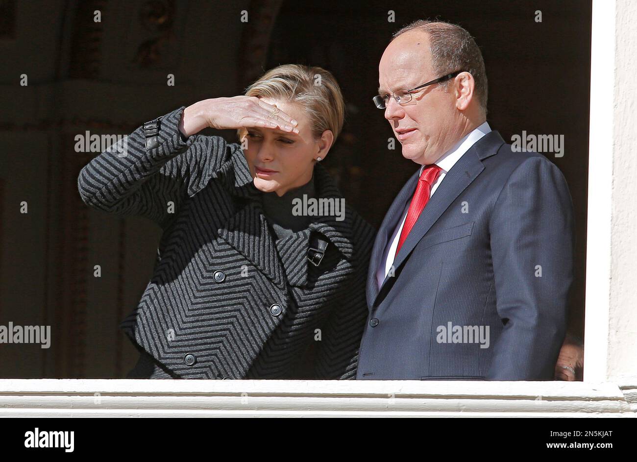 Prince Albert II of Monaco and his wife Princess Charlene attend the St ...