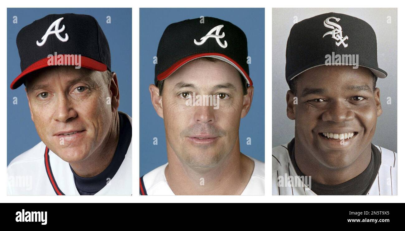 FILE - From left are Tom Glavine in 2008, Greg Maddux in 2008, and ...