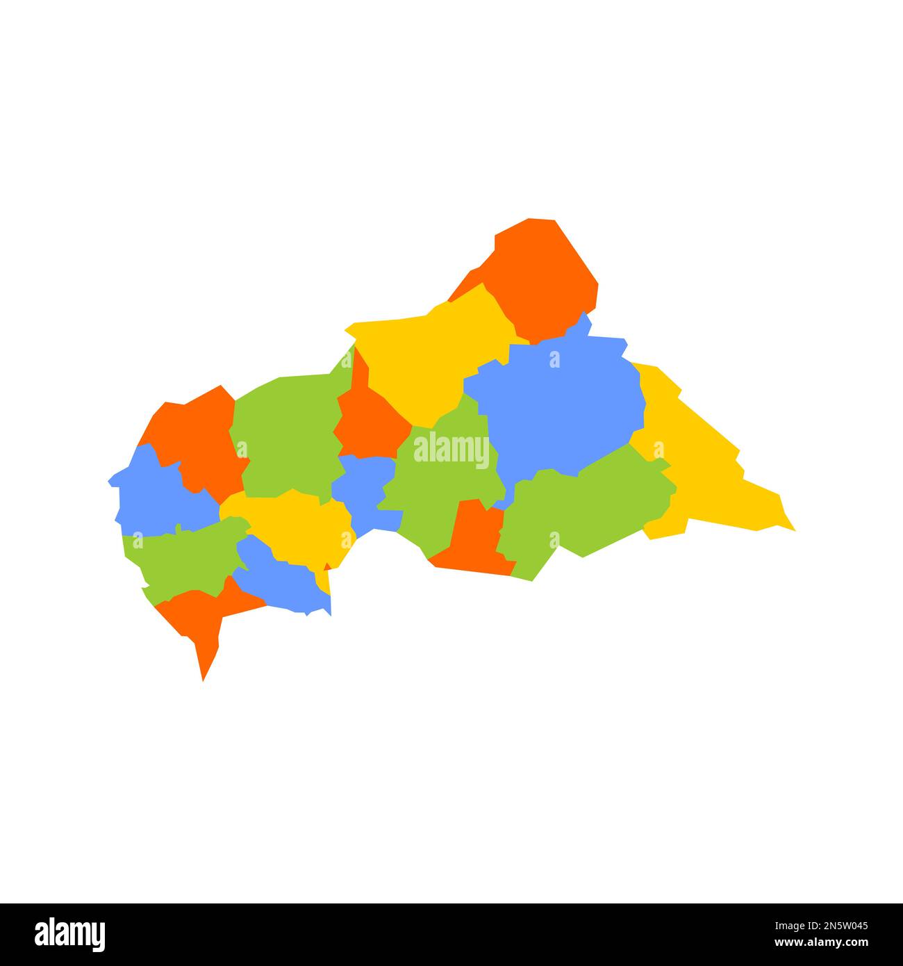 République centrafricaine carte politique des divisions administratives - préfectures et commune ...