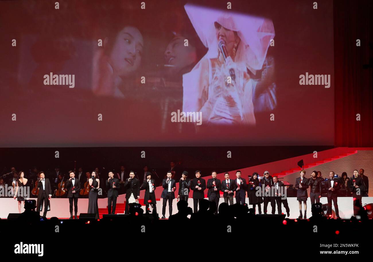 From left, Hong Kong performing artists, Denise Ho, Calvin Choy, Edmond ...