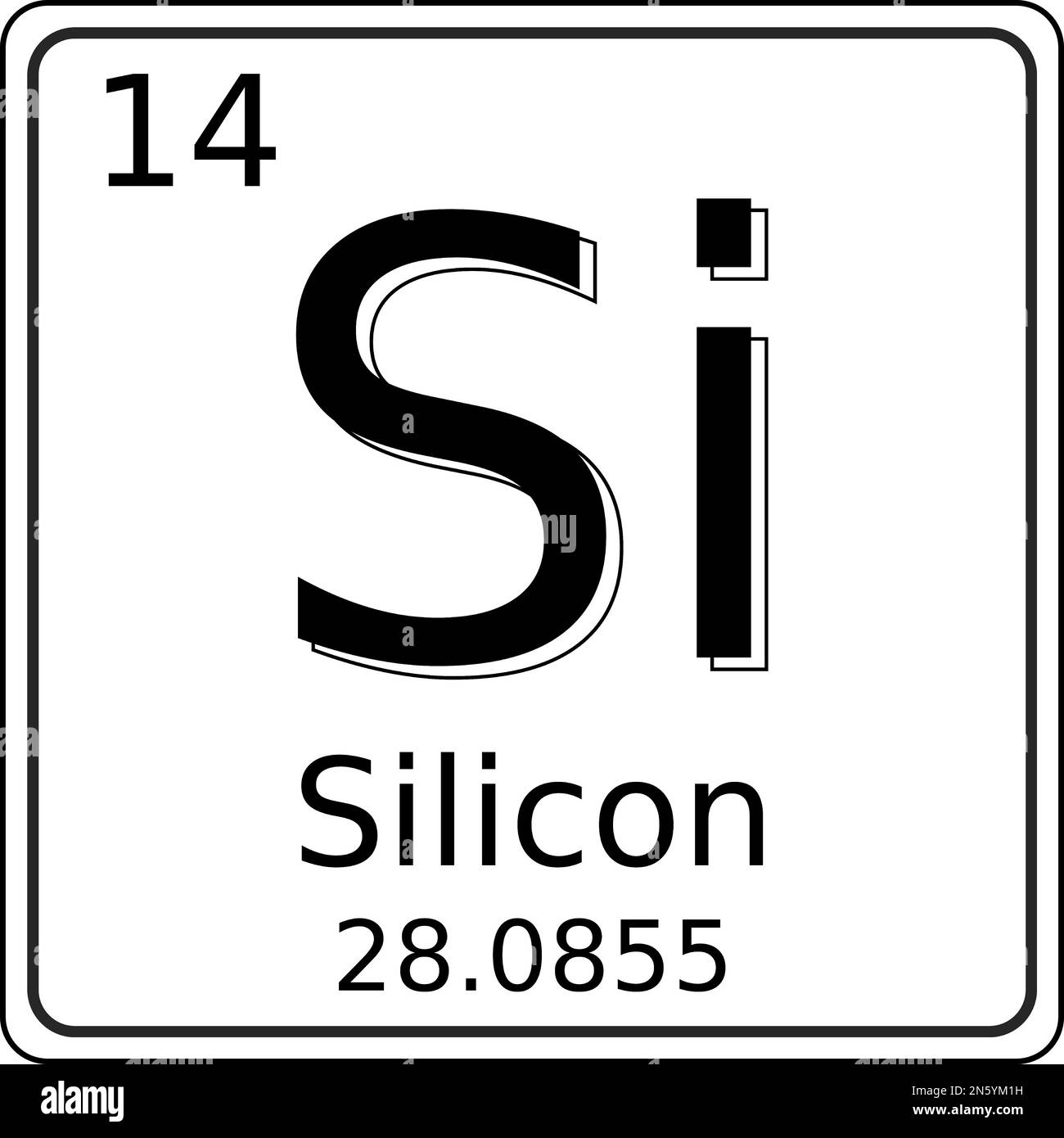 Graphique vectoriel noir et blanc du symbole de l'élément silicium (si ...