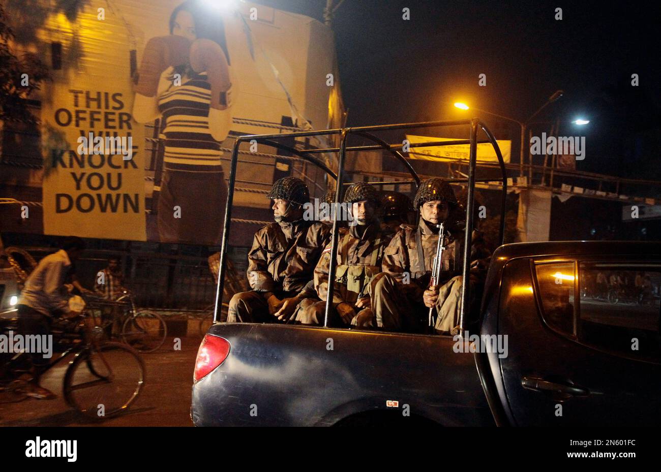Security personnel from Border Guard Bangladesh (BGB) patrol around the ...