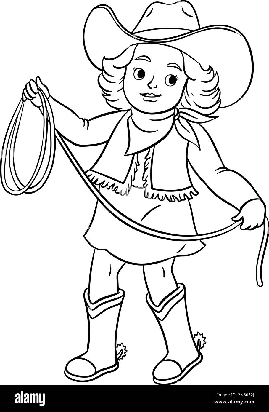 Cowboy with lariat Banque d'images noir et blanc - Alamy