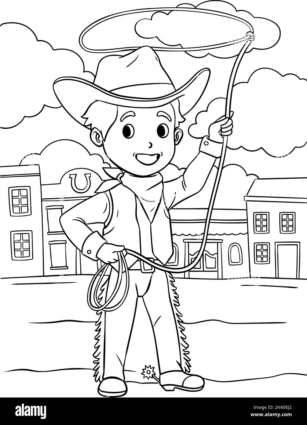 Cowboy with lariat Banque d'images noir et blanc - Alamy