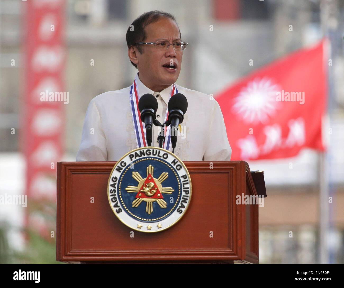 Philippine President Benigno Aquino III speaks during ceremonies to ...