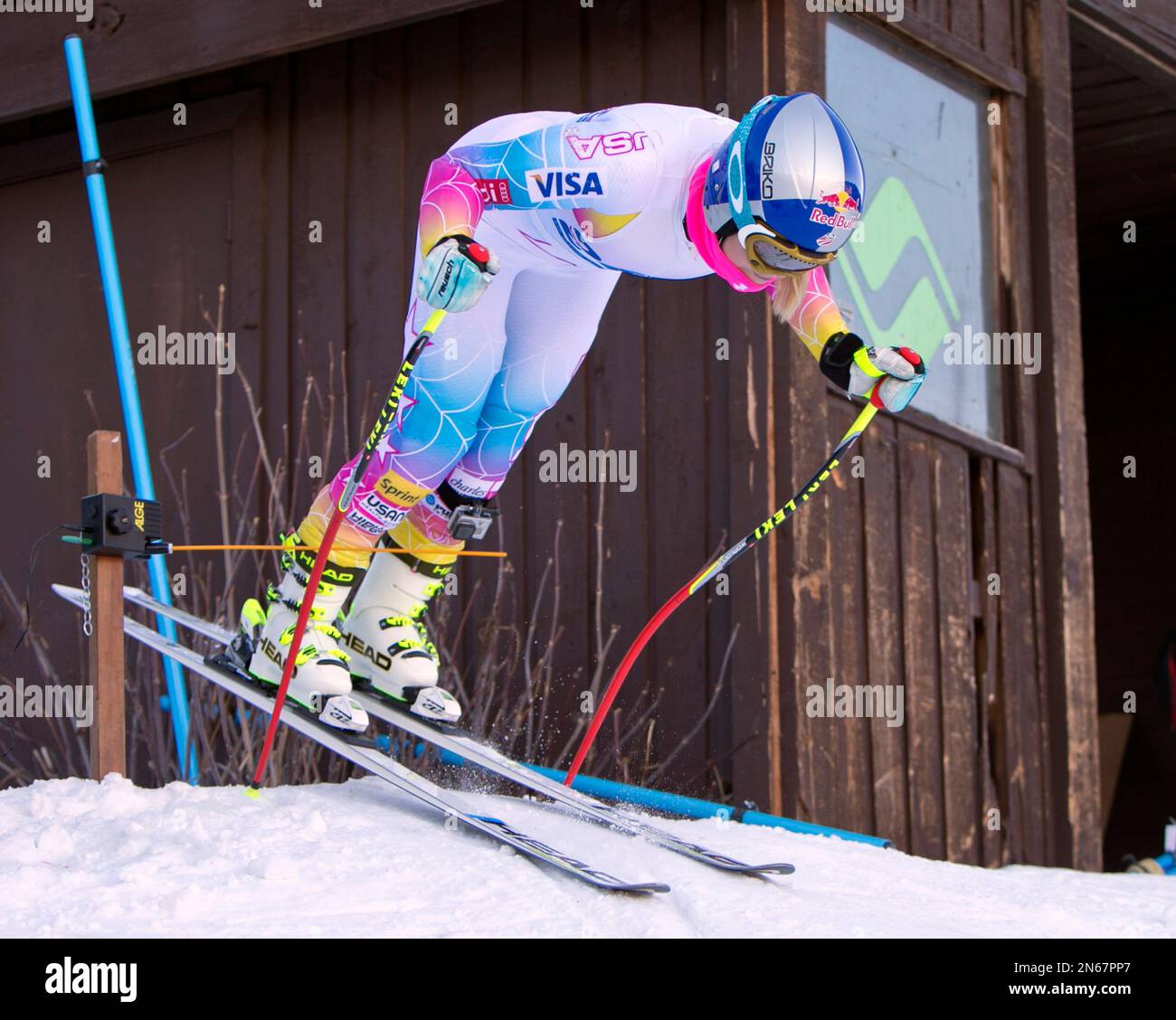 Lindsey Vonn from Vail, Colo., heads out of the starting gate of the ...