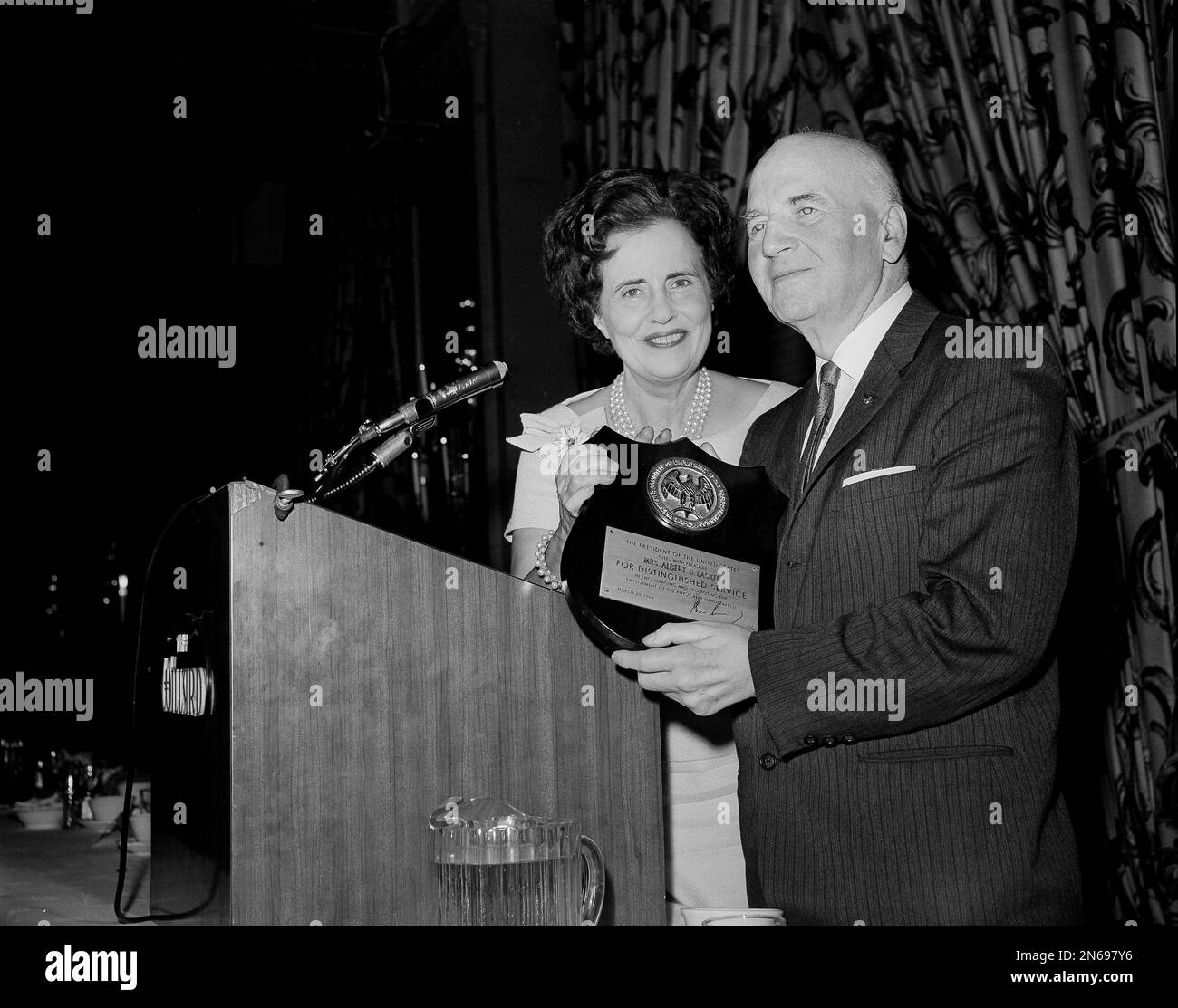 Mrs. Mary Lasker, wife of Albert D. Lasker, receives the Distinguished ...