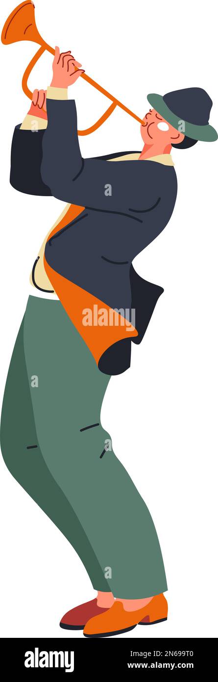 Homme jouant sur un instrument de vent pratiquant pour un concert ou un ...