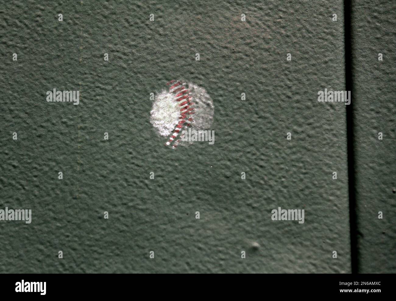 In this photo taken on Tuesday, Oct. 22, 2013, a baseball mark is seen ...