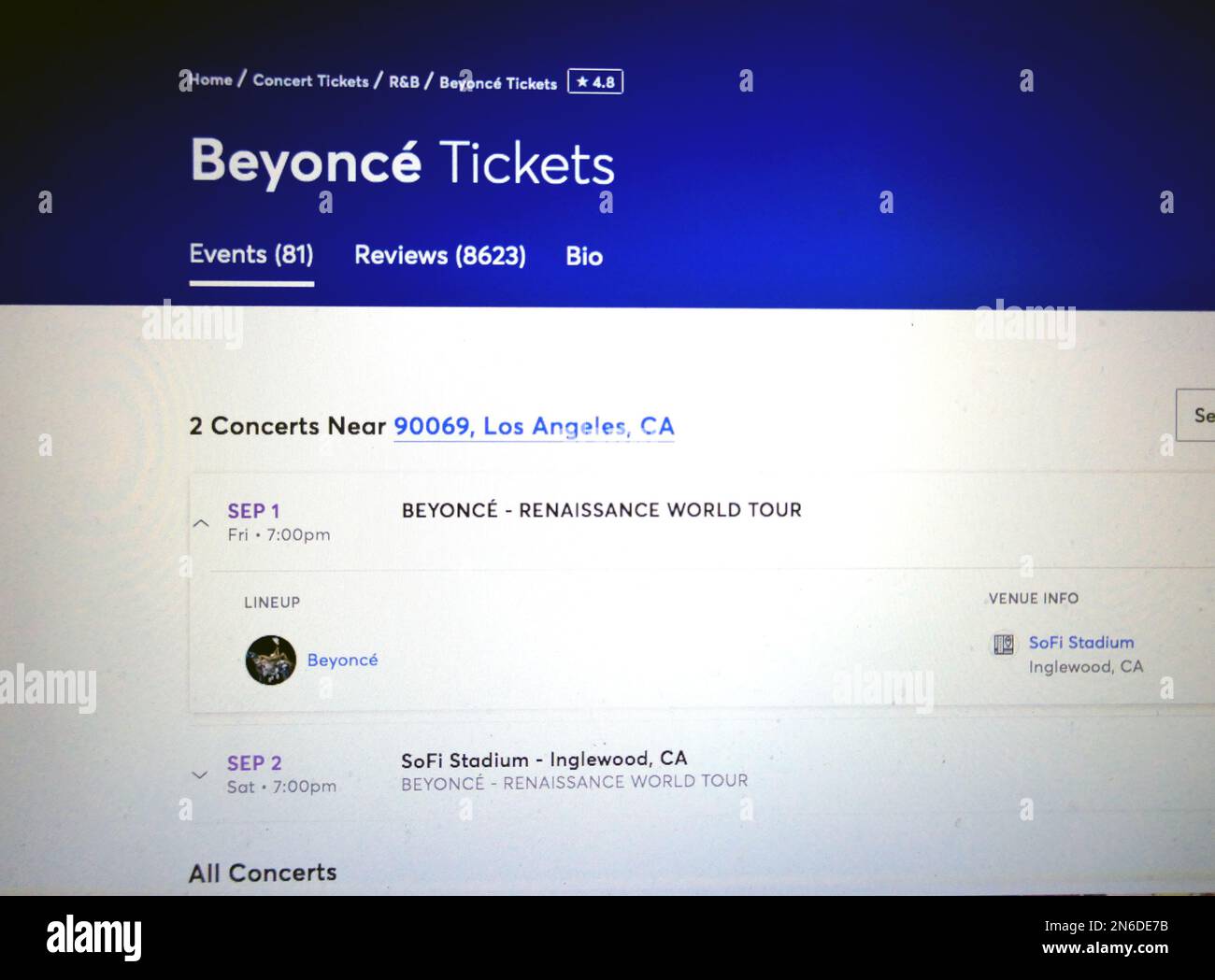 Billets beyonce Banque de photographies et d’images à haute résolution - Alamy
