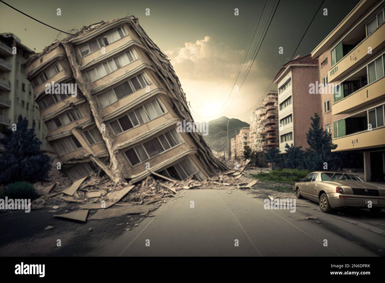 Suite du tremblement de terre de la ville turque Banque de ...