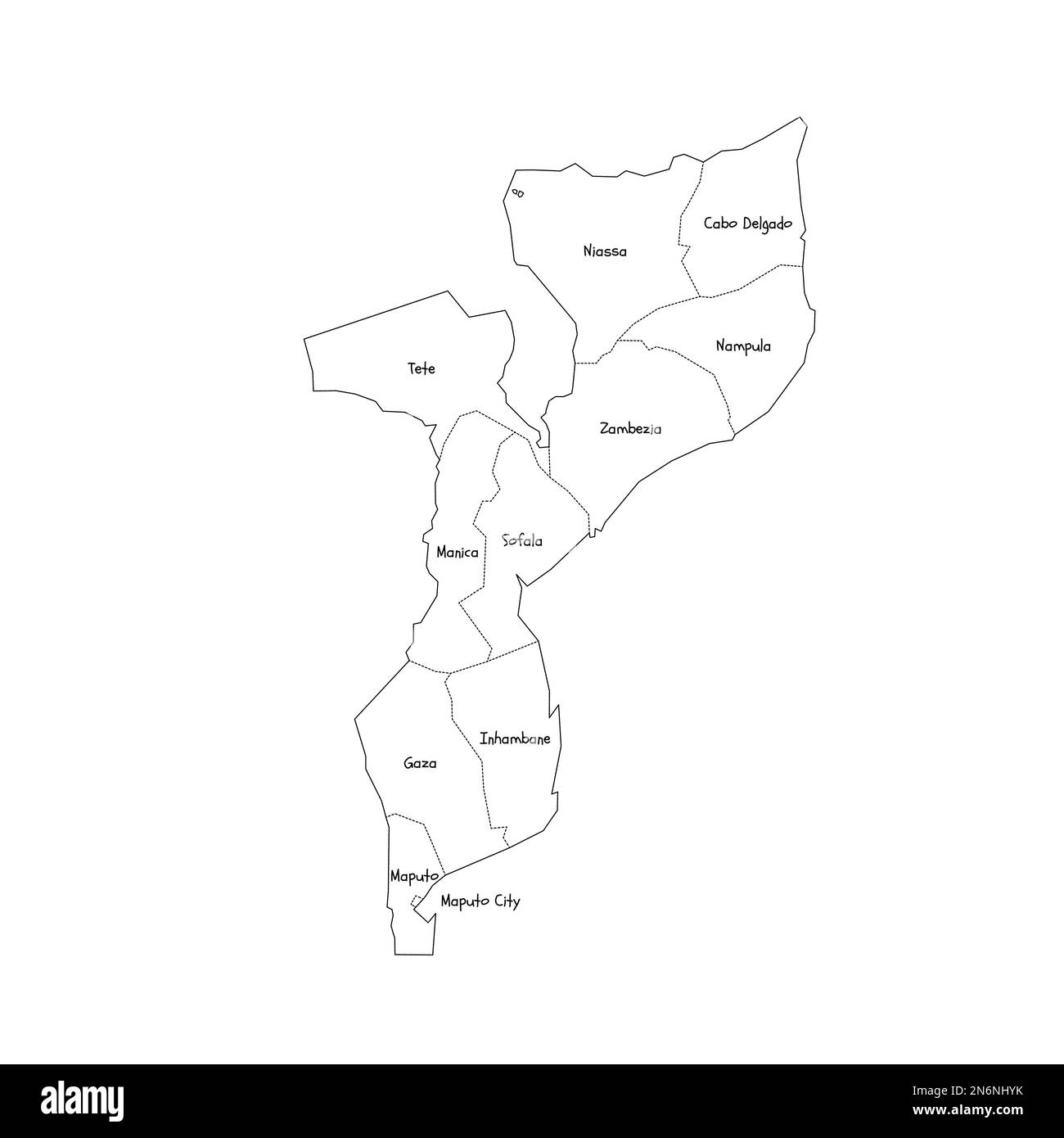 Mozambique carte politique des divisions administratives - provinces et ...