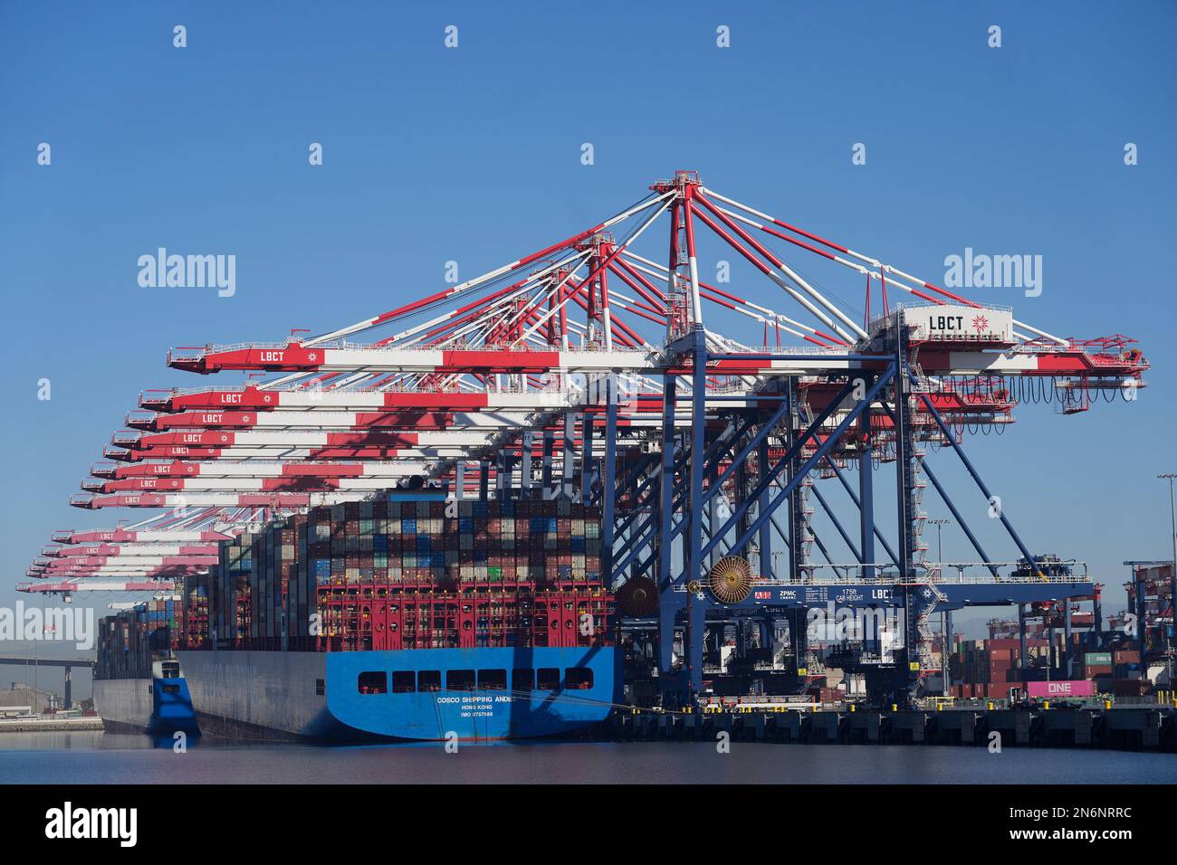 The Cosco Shipping Andes vessel is docked at the Long Beach Container ...
