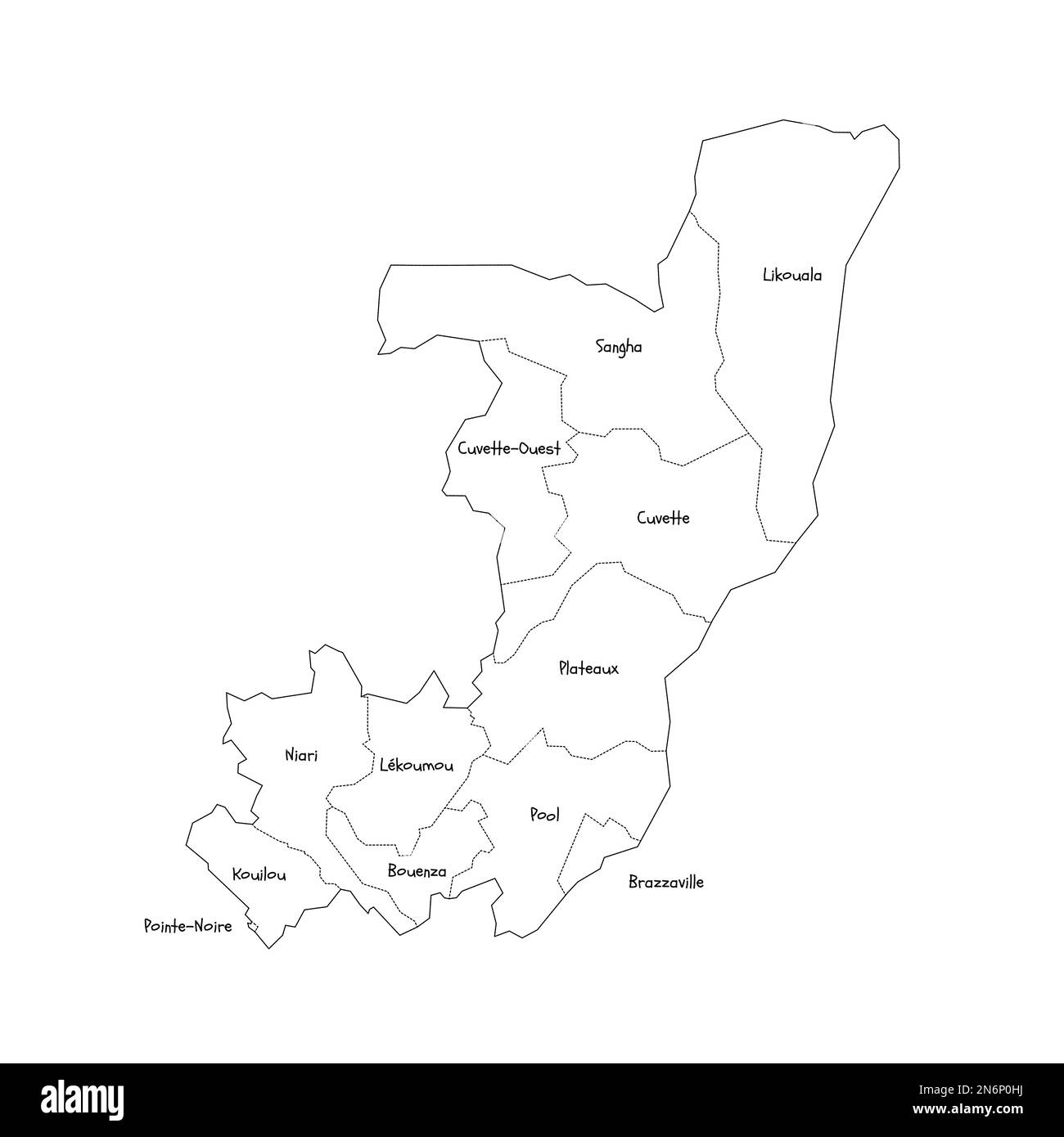 République du Congo carte politique des divisions administratives ...