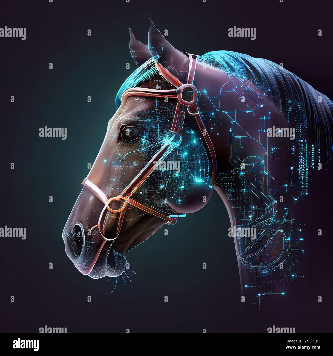 Réseau neuronal d'un cheval avec big data et carte de circuit d ...
