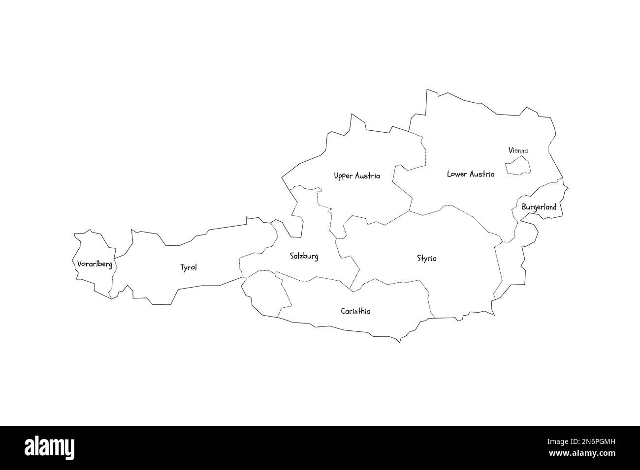 Autriche carte politique des divisions administratives - Etats fédéraux ...