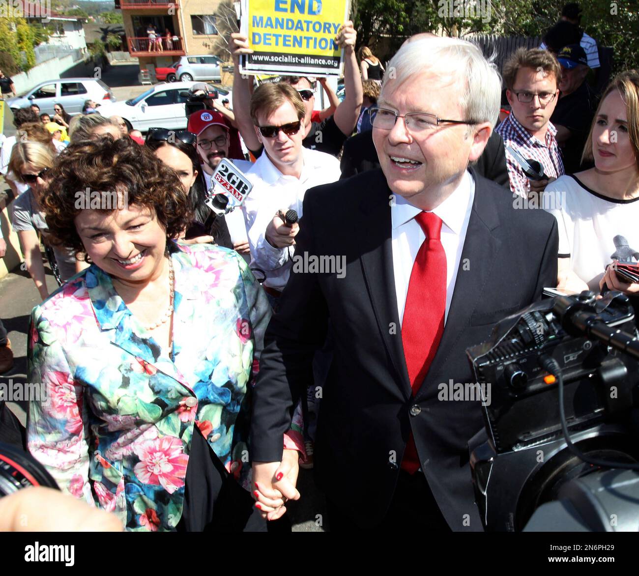 Australian Prime Minister Kevin Rudd, right, and his wife Therese Rein ...