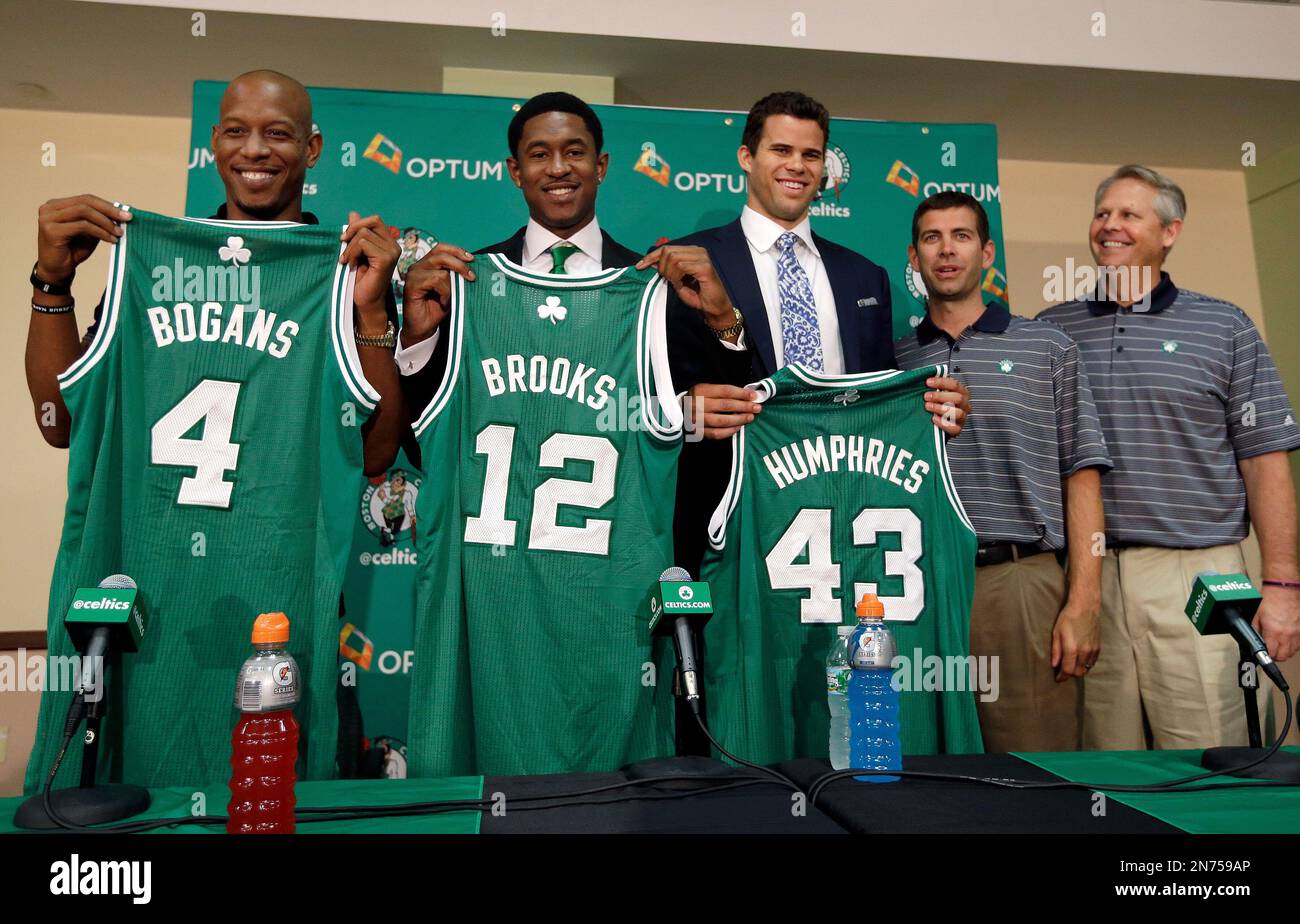 Newly acquired Boston Celtics players Keith Bogans, from left, MarShon ...