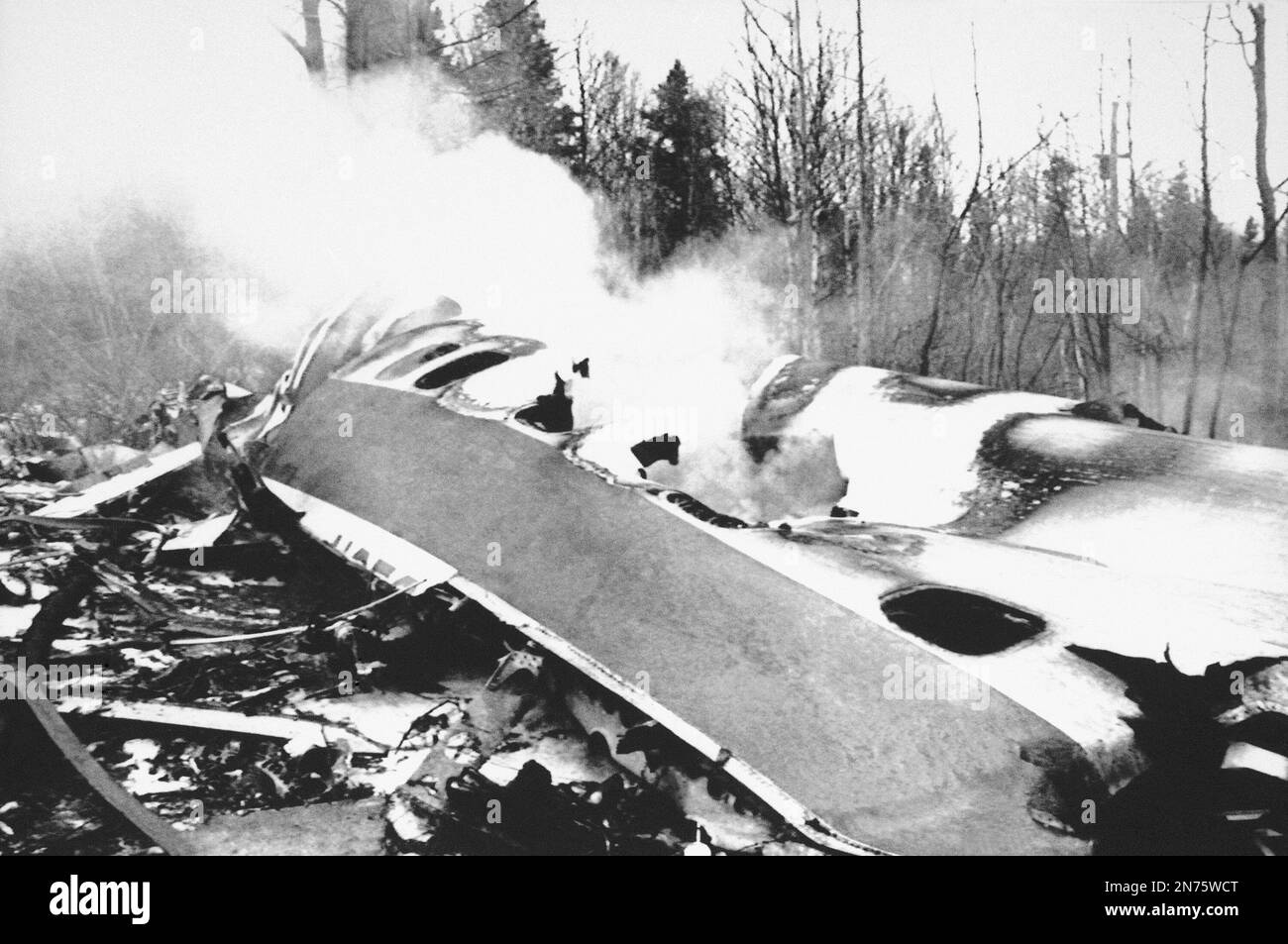FILE - This Dec. 12, 1985, file photo, shows the wreckage of Arrow Air ...