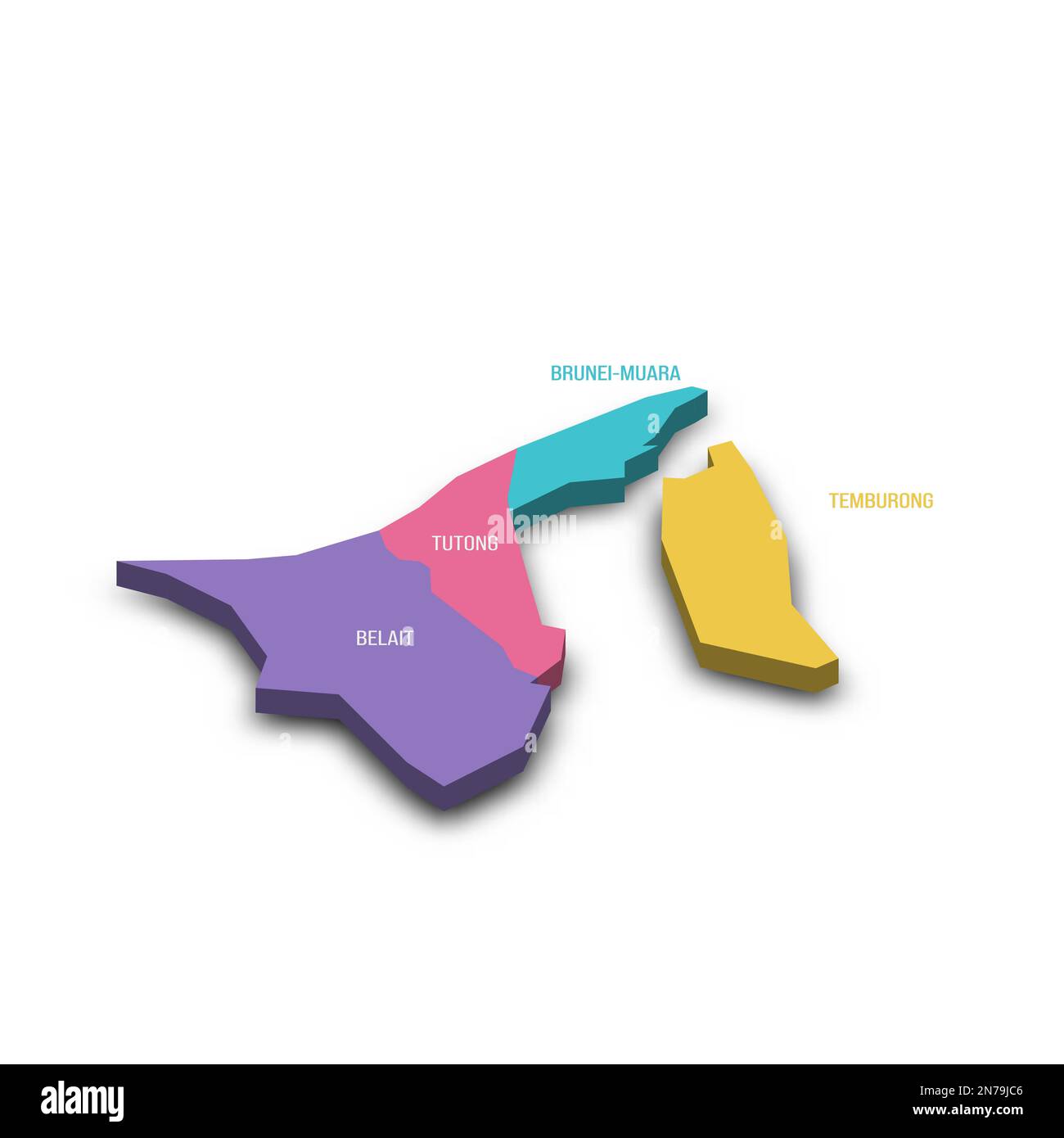 Brunei carte politique des divisions administratives - districts. Carte ...