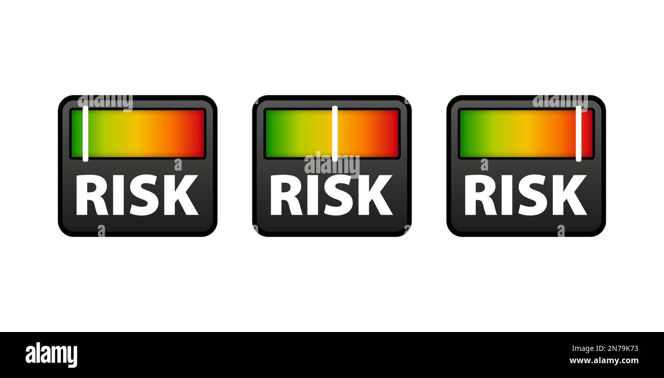 Indicateur de vitesse de risque. Icône de jauge de risque. Compteur à ...