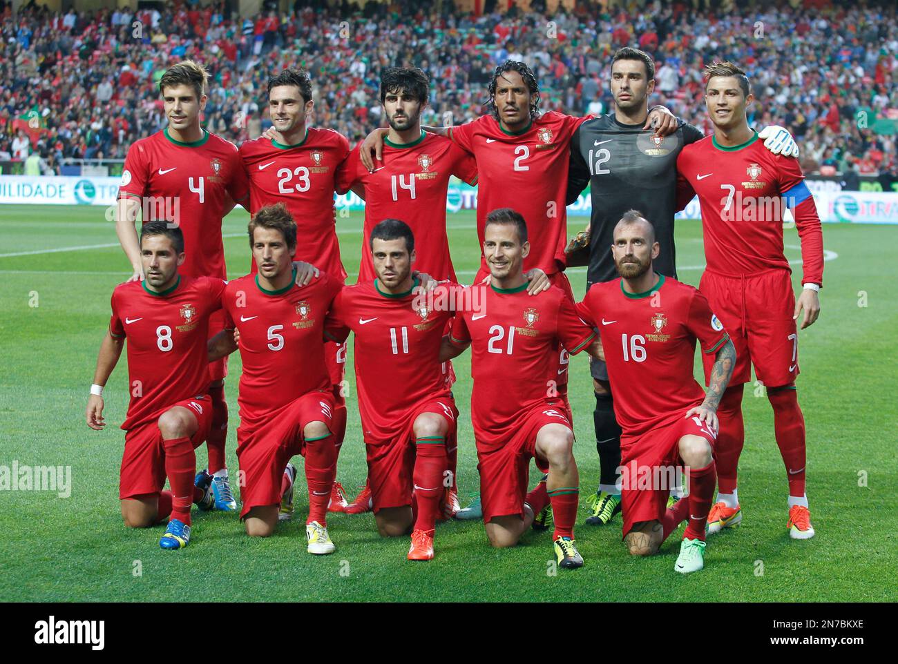 Portugal's players pose for photos before their World Cup qualifying ...