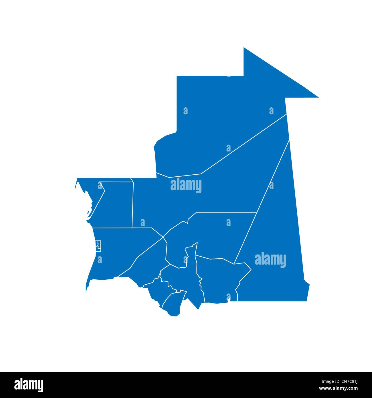 Mauritanie carte politique des divisions administratives - régions et départements de Nouakchott ...