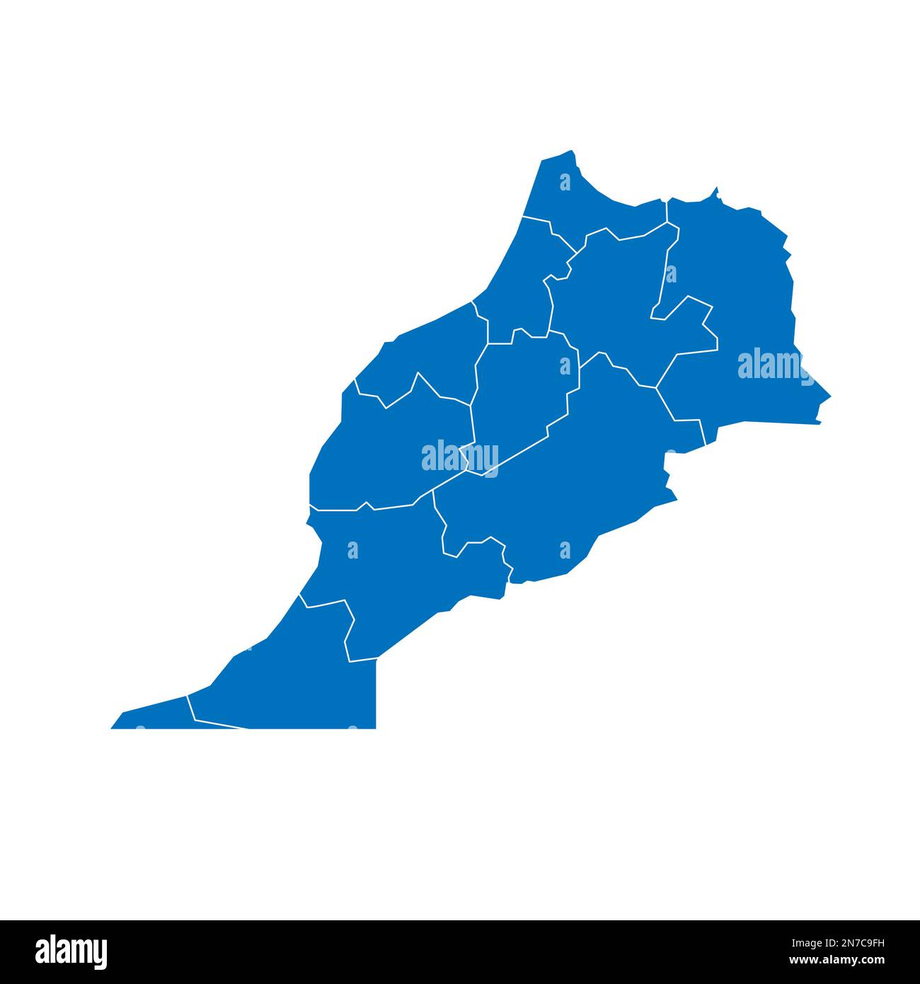 Maroc carte politique des divisions administratives - régions. Carte ...