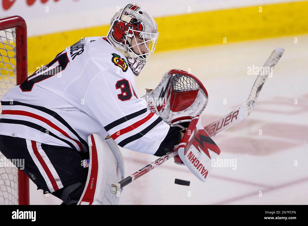 NHL profile photo on Chicago Blackhawks goalie Jaxon Stauber at a game ...