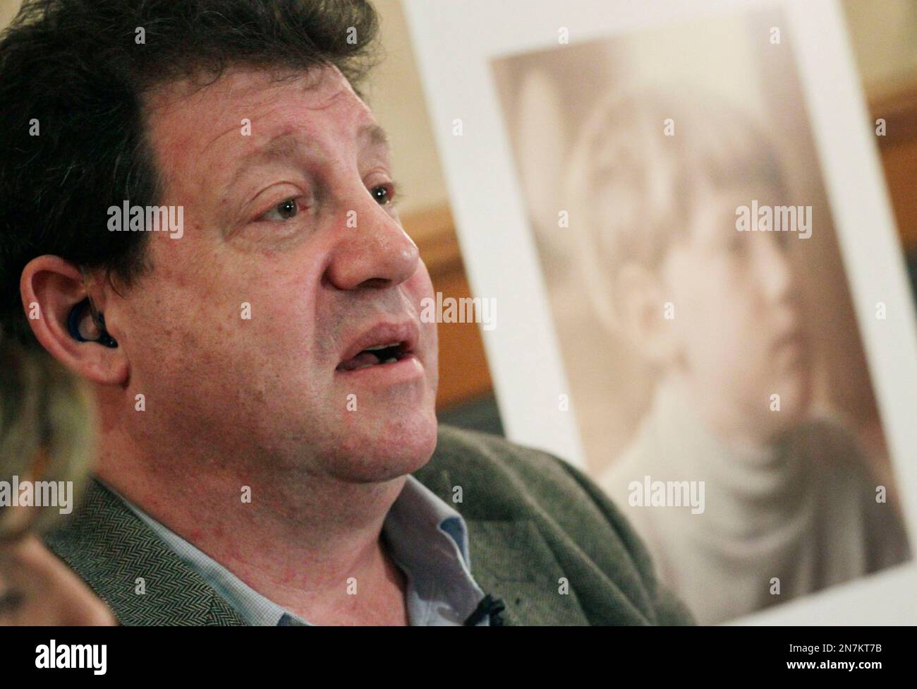 Jon Seiger, a former student at Horace Mann School, speaks during a ...