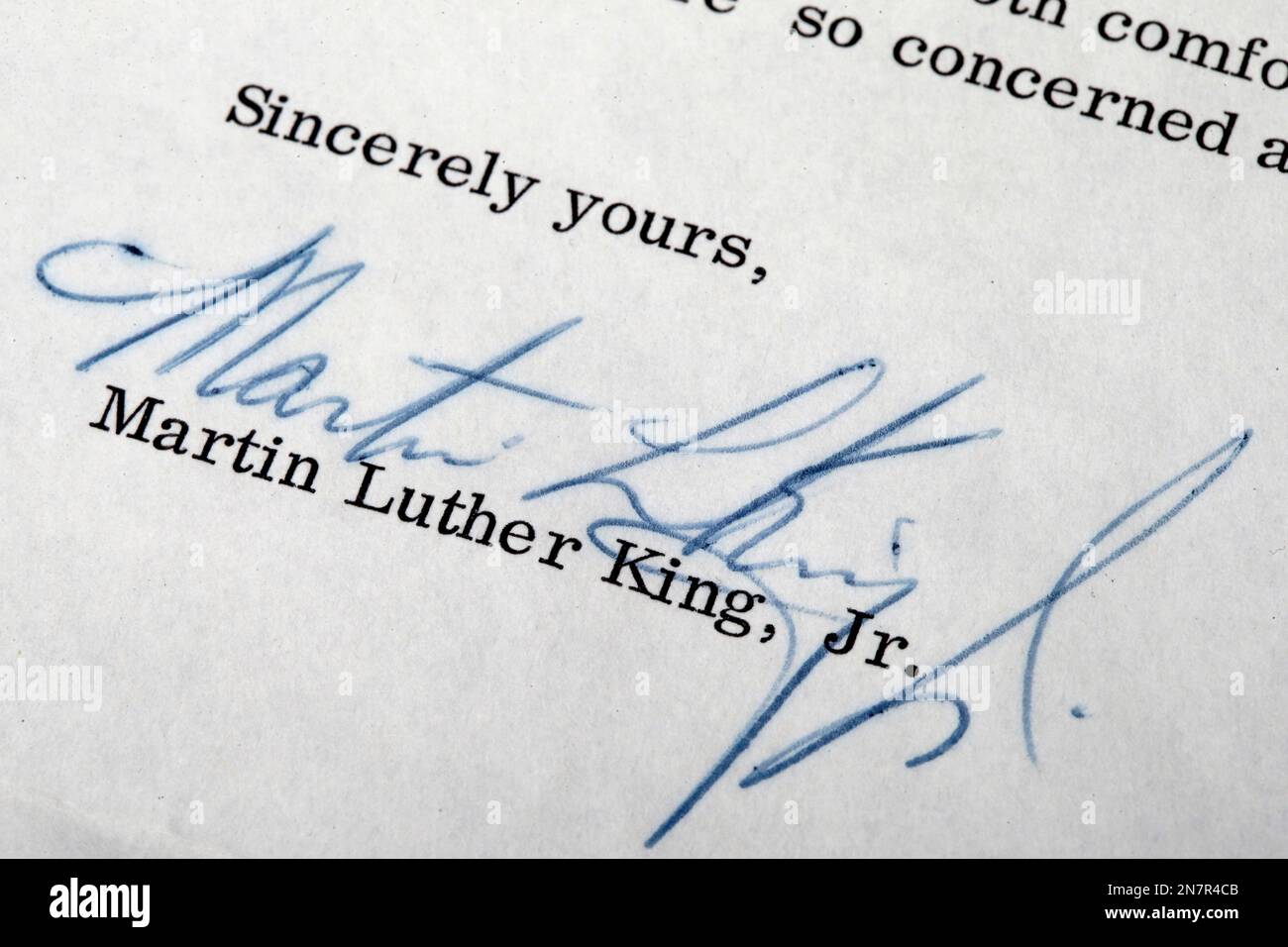 Marin Luther King's signature is on a 1965 one-page typewritten letter ...