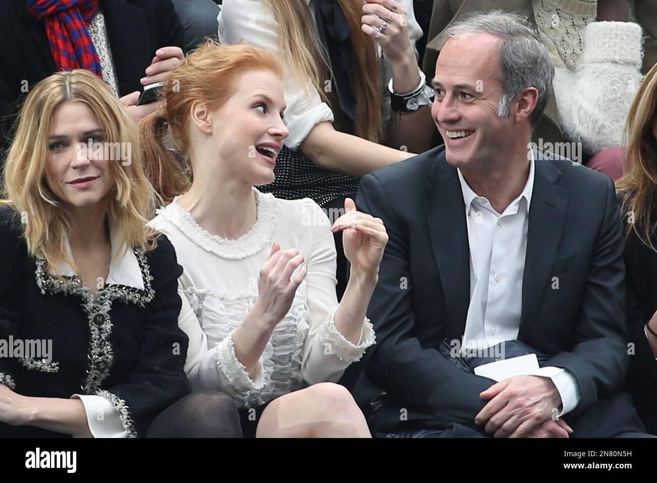 From left, Marie Josee Croze and Jessica Chastain during Chanel's Fall ...