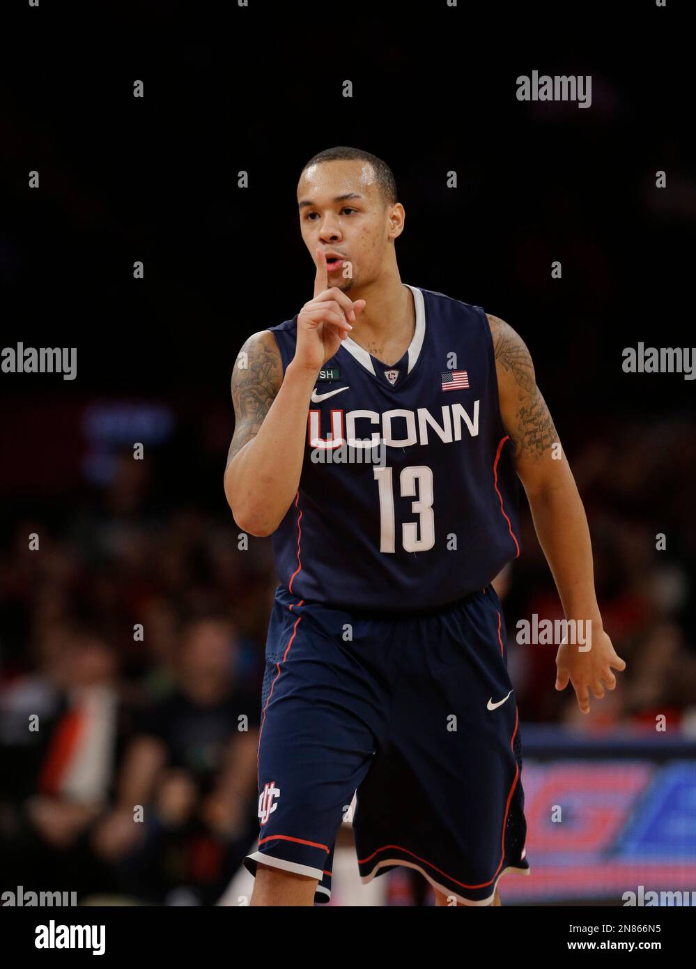 Connecticut guard Omar Calhoun (21) reacts in the second half of their ...