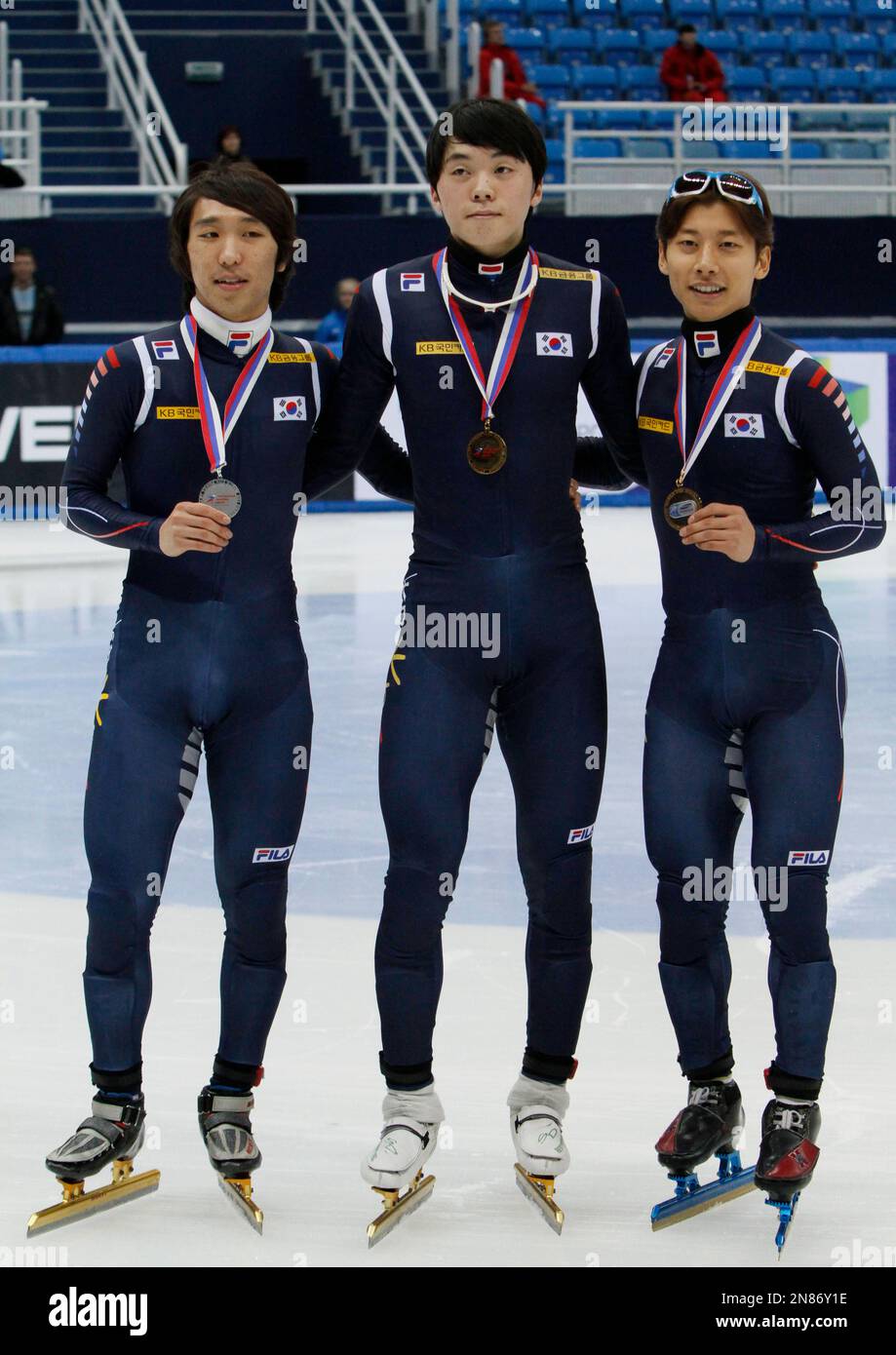 From left, South Korea's second-placed Kim Yun-Jae, winner Noh Jinkyu ...