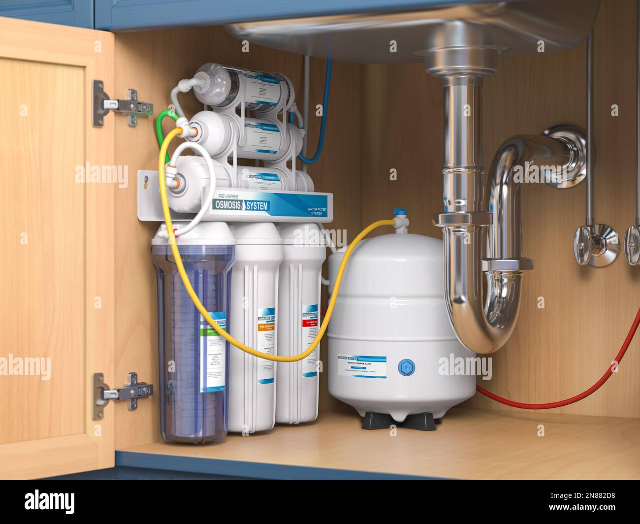 Système de purification de l'eau par osmose inverse sous un évier dans ...