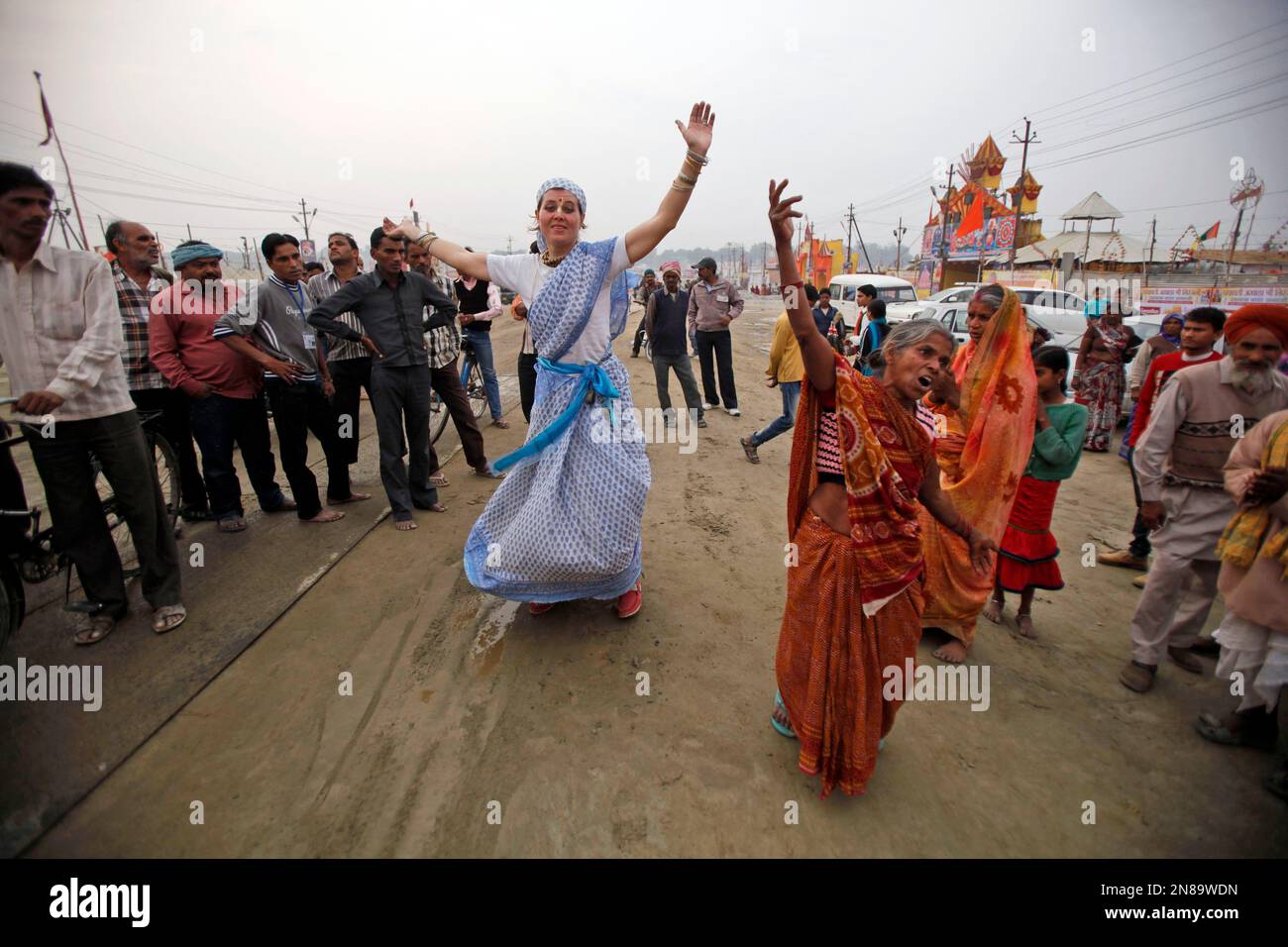 A Russian Hindu devotee Ratnalekha, 36, dances with other devotees at ...
