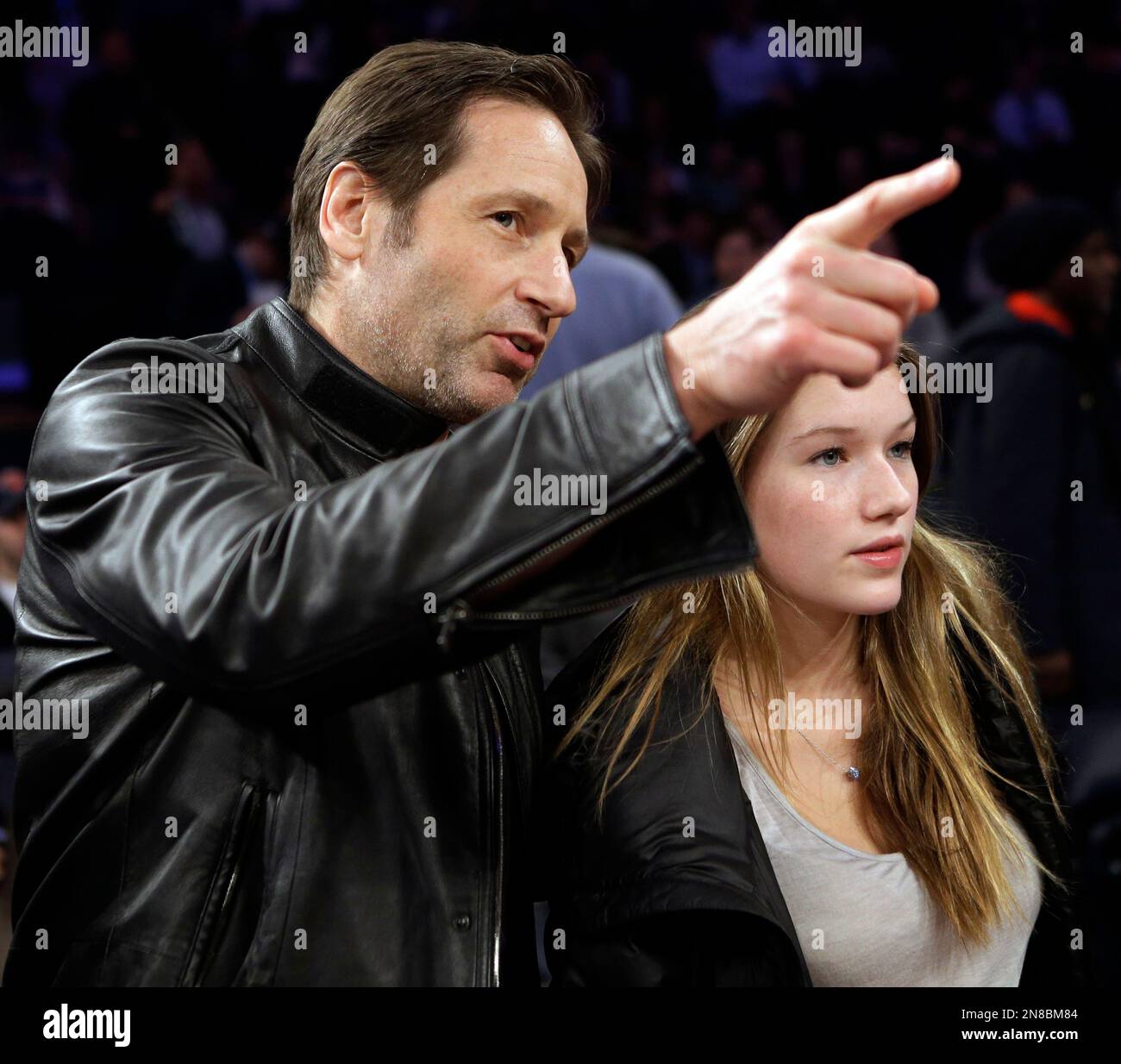 Actor David Duchovny and his daughter Madelaine attend an NBA ...