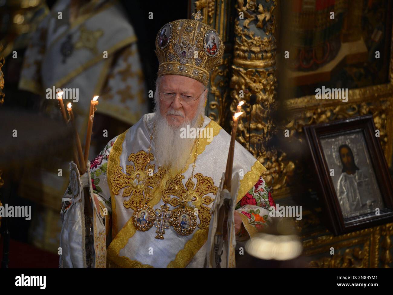 Ecumenical Patriarch Bartholomew I conducts an Epiphany ceremony at the ...