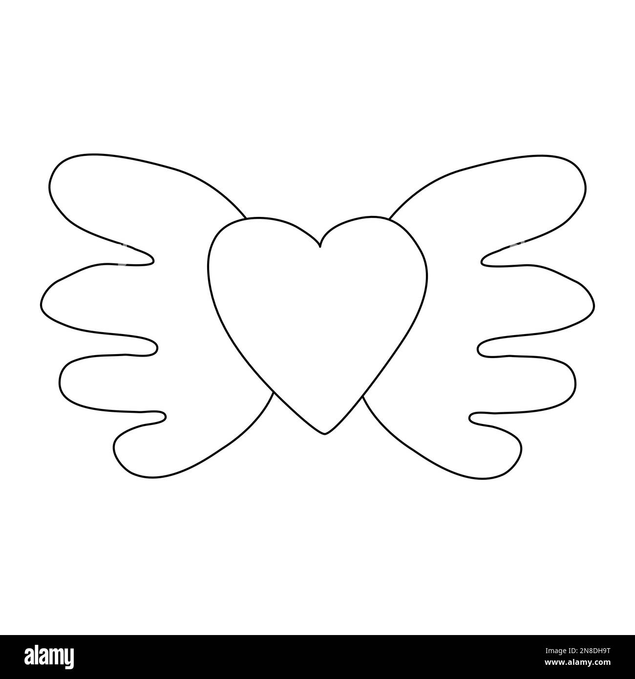 Joli dessin animé coeur volant avec ailes, élément de design pour la ...