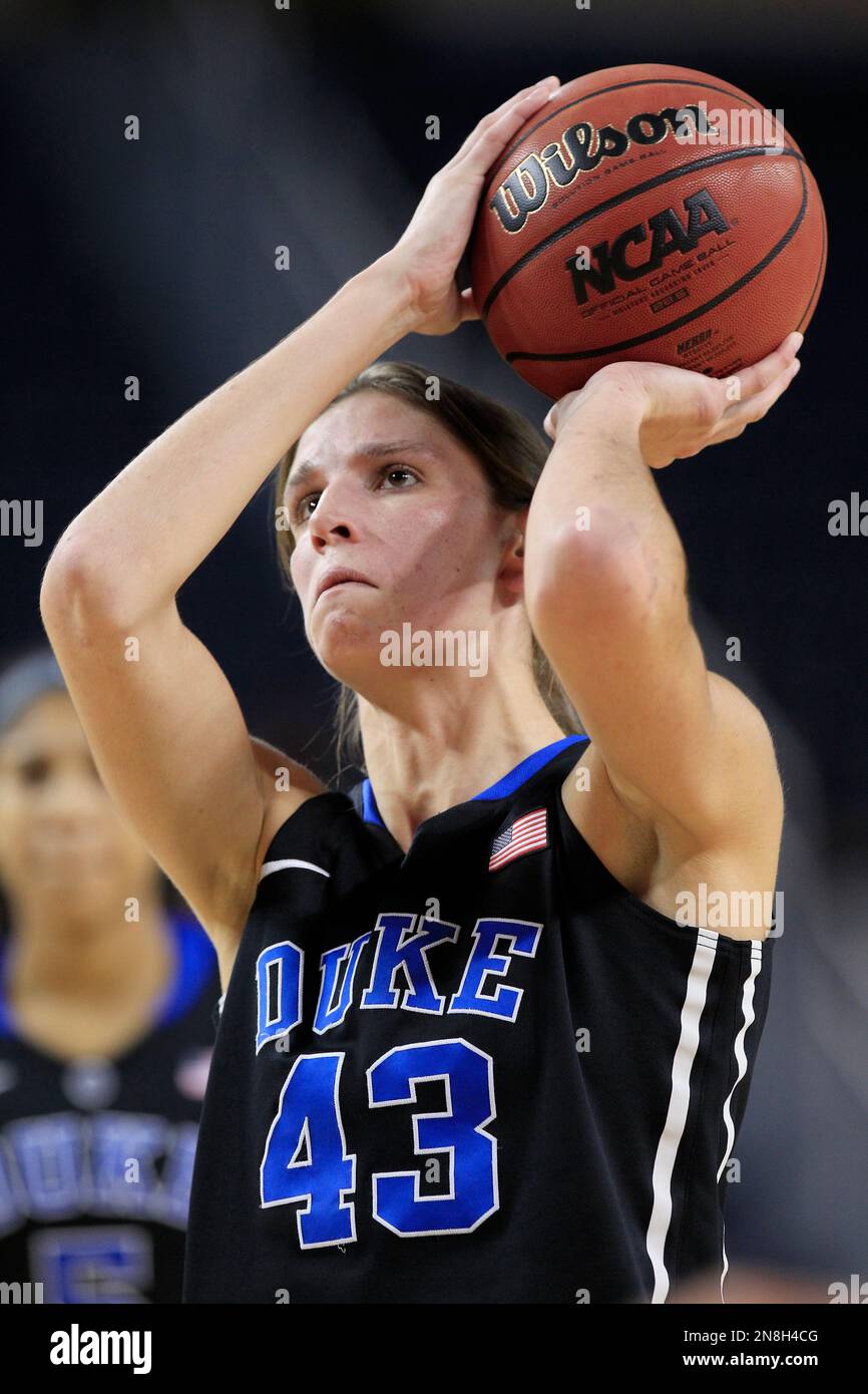 Duke center Allison Vernerey (43) shoots a free throw during the second ...