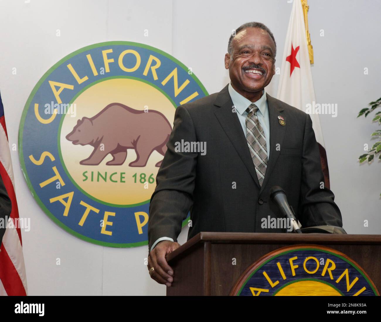 Retired Marine Corp Major General Anthony Jackson, right, smiles as he ...