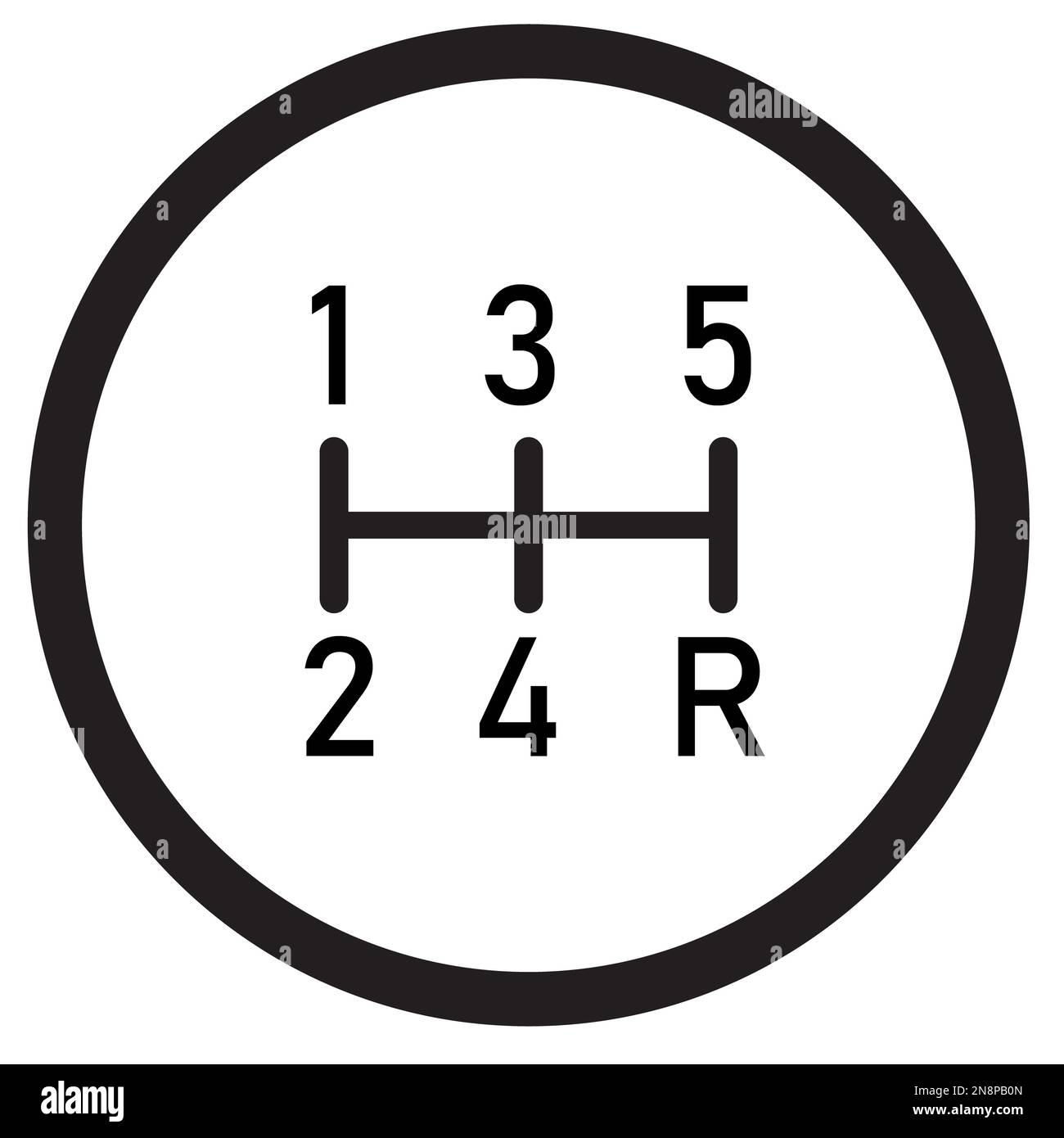 Icône de boîte de vitesses sur fond blanc. Symbole du levier de ...