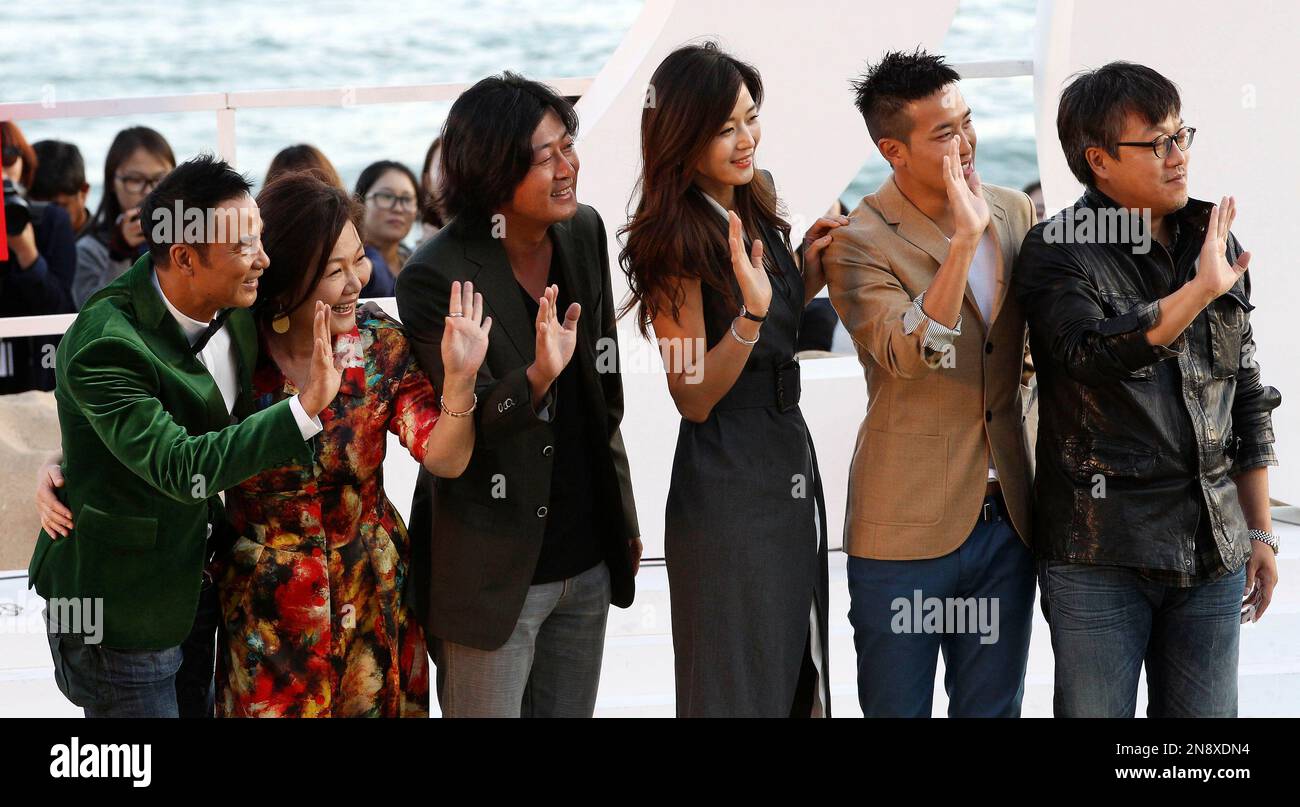 From left, Hong Kong actor Simon Yam, South Korean actress Kim Hye-sook ...