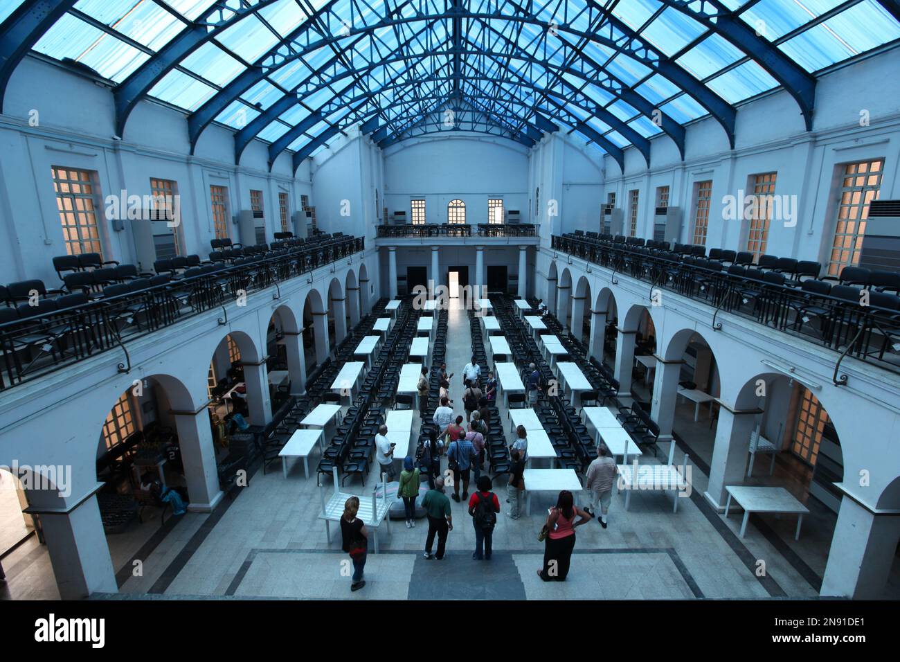 Visitors look at the interior of Mapo Hall, built by British colonial ...