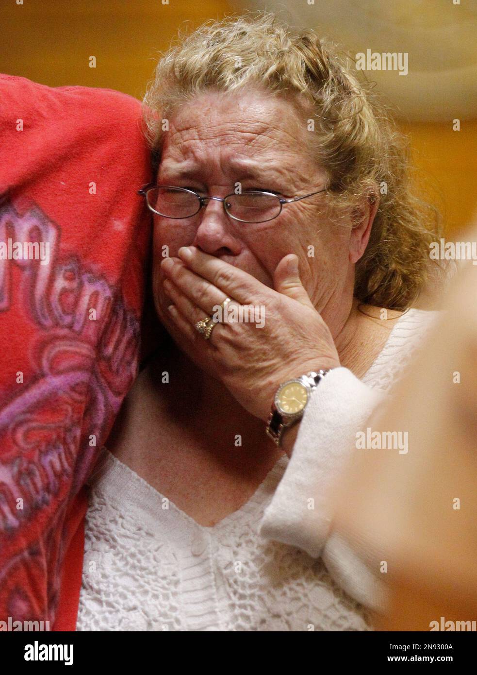 Crystal Franklin, the grandmother of murder victim Evynn Garas, cries ...