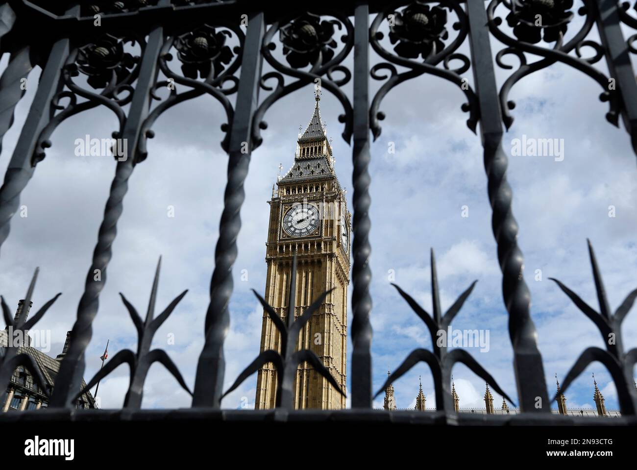 The 315-foot (96-meter)-high clock tower which houses the Big Ben bell ...