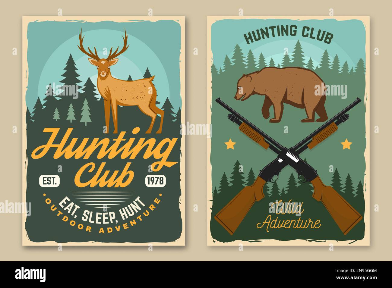 Affiche du club de chasse, bannière. Vecteur. Motif typographique ...