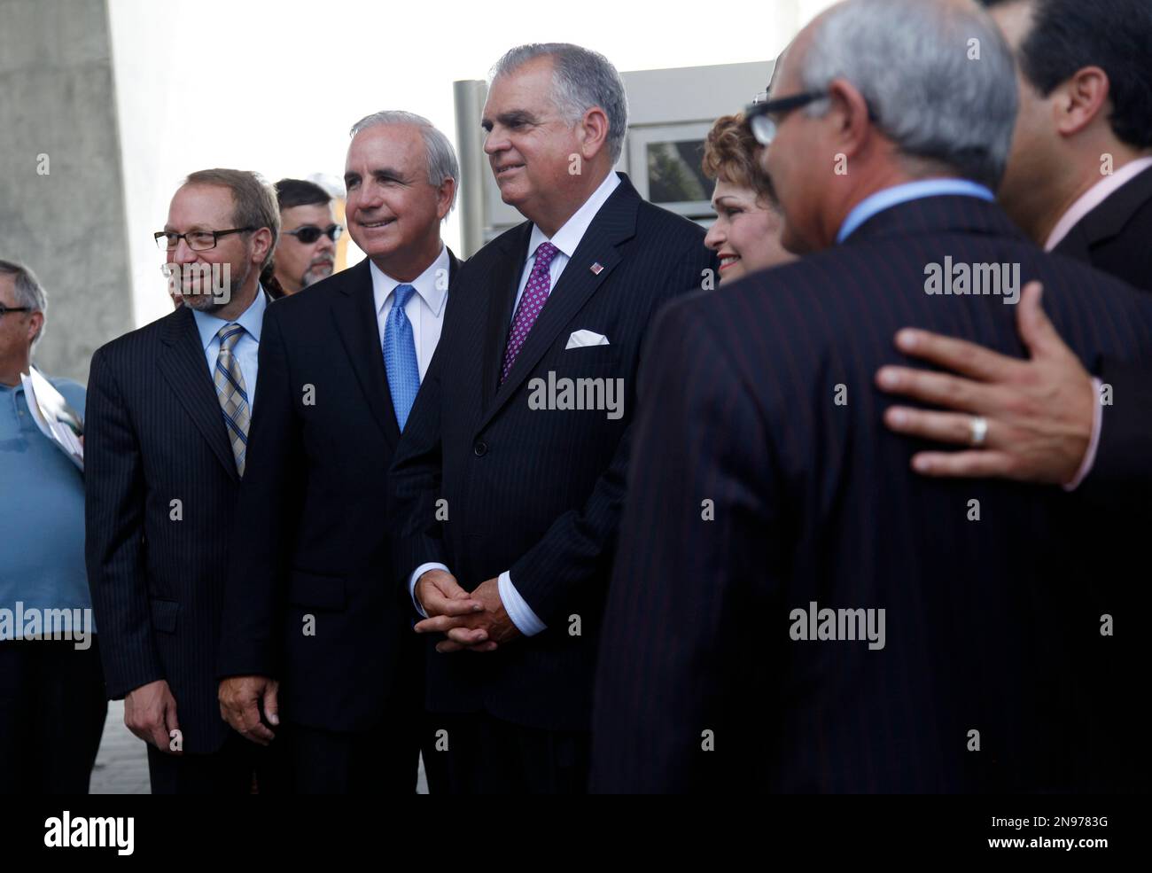Transportation Secretary Ray LaHood, third from left, poses for a photo ...