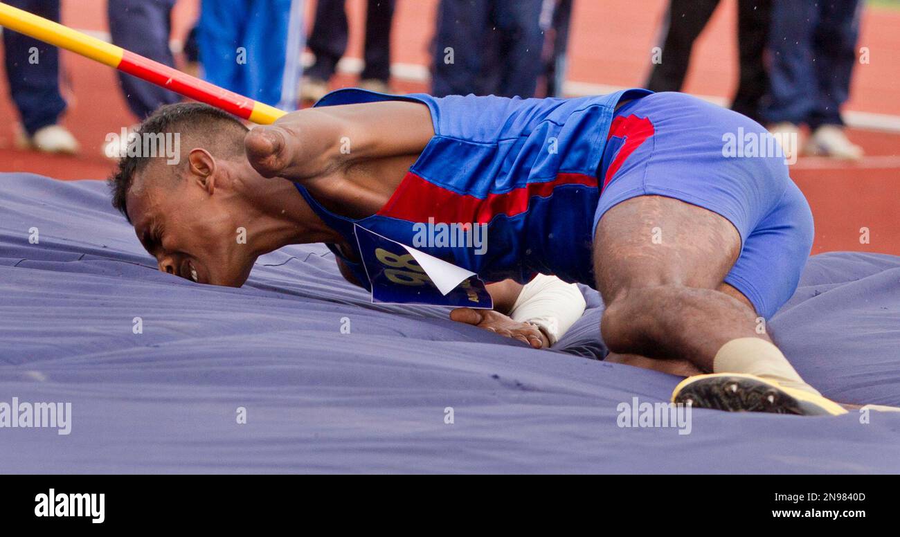 A disabled soldier of Sri Lankan army reacts in frustration after his ...