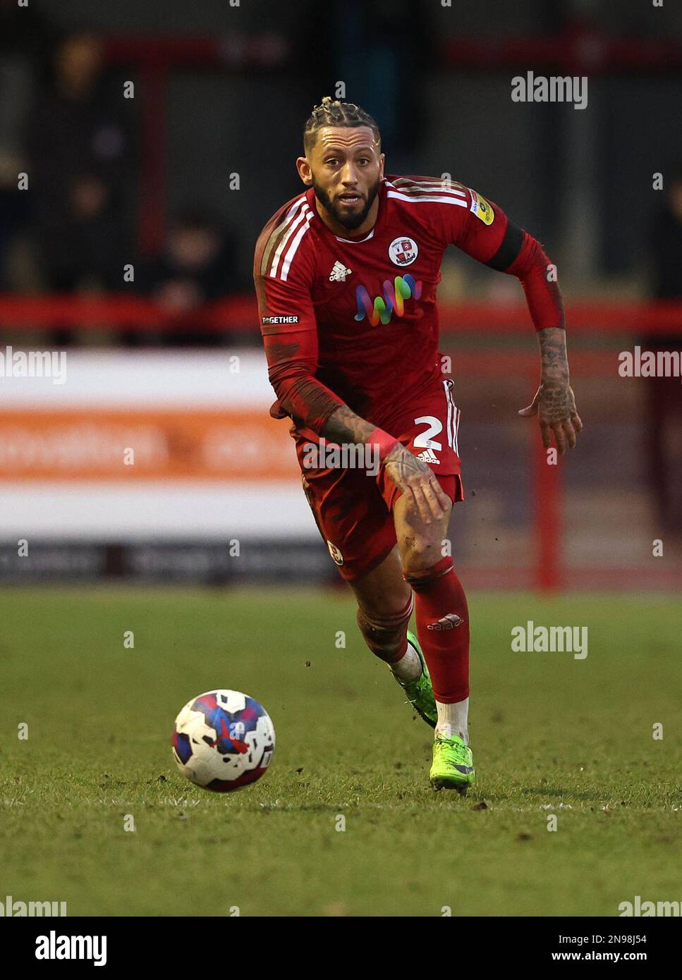Kellan Gordan, de Crawley Town, lors du deuxième match de l'EFL League ...